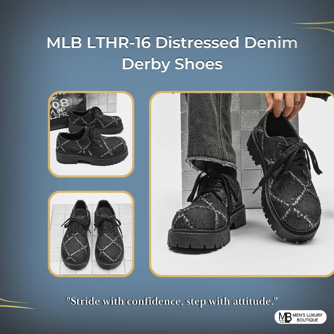 The Ultimate Style Statement: MLB LTHR-16 Distressed Denim Derby Shoes ...